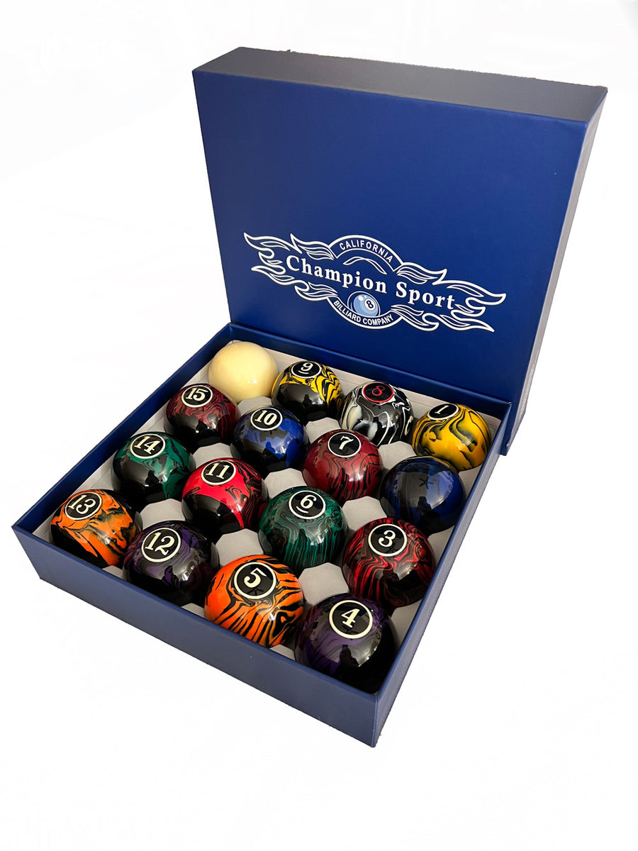 Champion Marble Pool Balls set ( Dark Marble) Complete 16 Ball Set ...