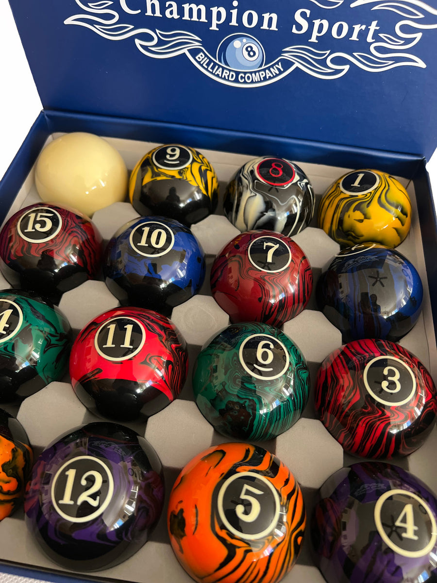 Billiard Balls Set VSSAL Marble-Swirl | 16 Professional Pool Balls With ...