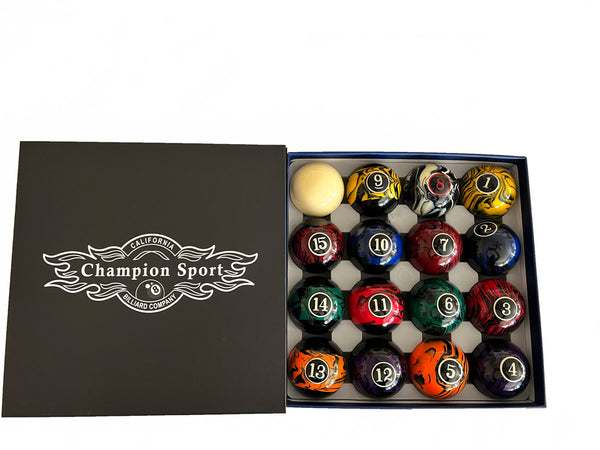 Champion Marble Pool Balls set ( Dark Marble) Complete 16 Ball Set ...