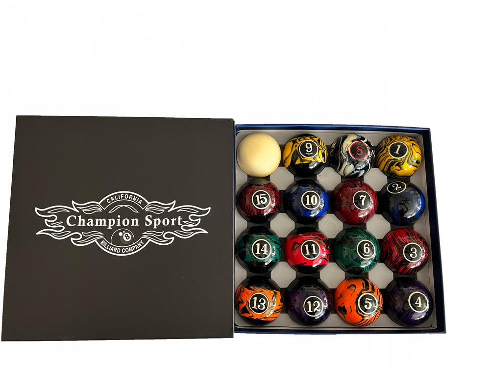 Champion Marble Pool Balls set ( Dark Marble) Complete 16 Ball Set ...