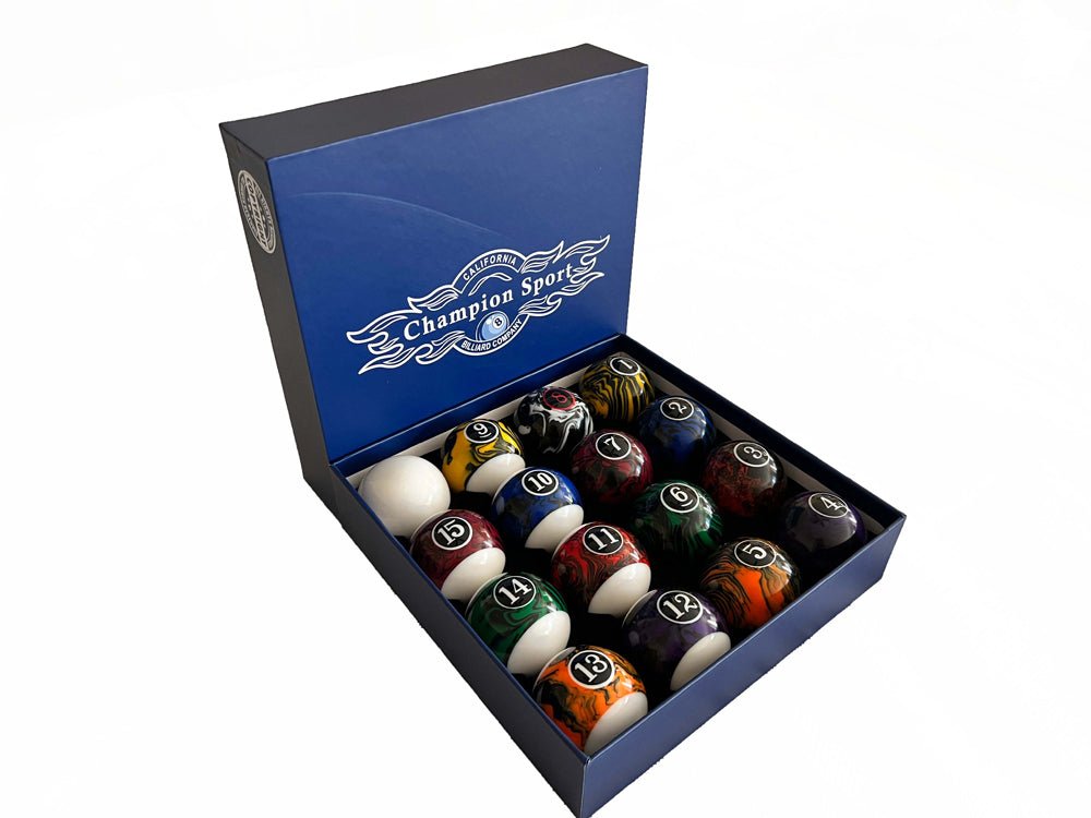 Champion Marble Pool Balls set ( Dark Marble) Complete 16 Ball Set ...