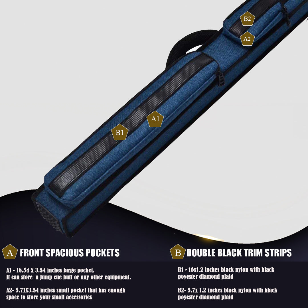 Champion 2X2,2X3,3X4 Nylon Billiard Pool Cue Stick Blue Hard Case ...