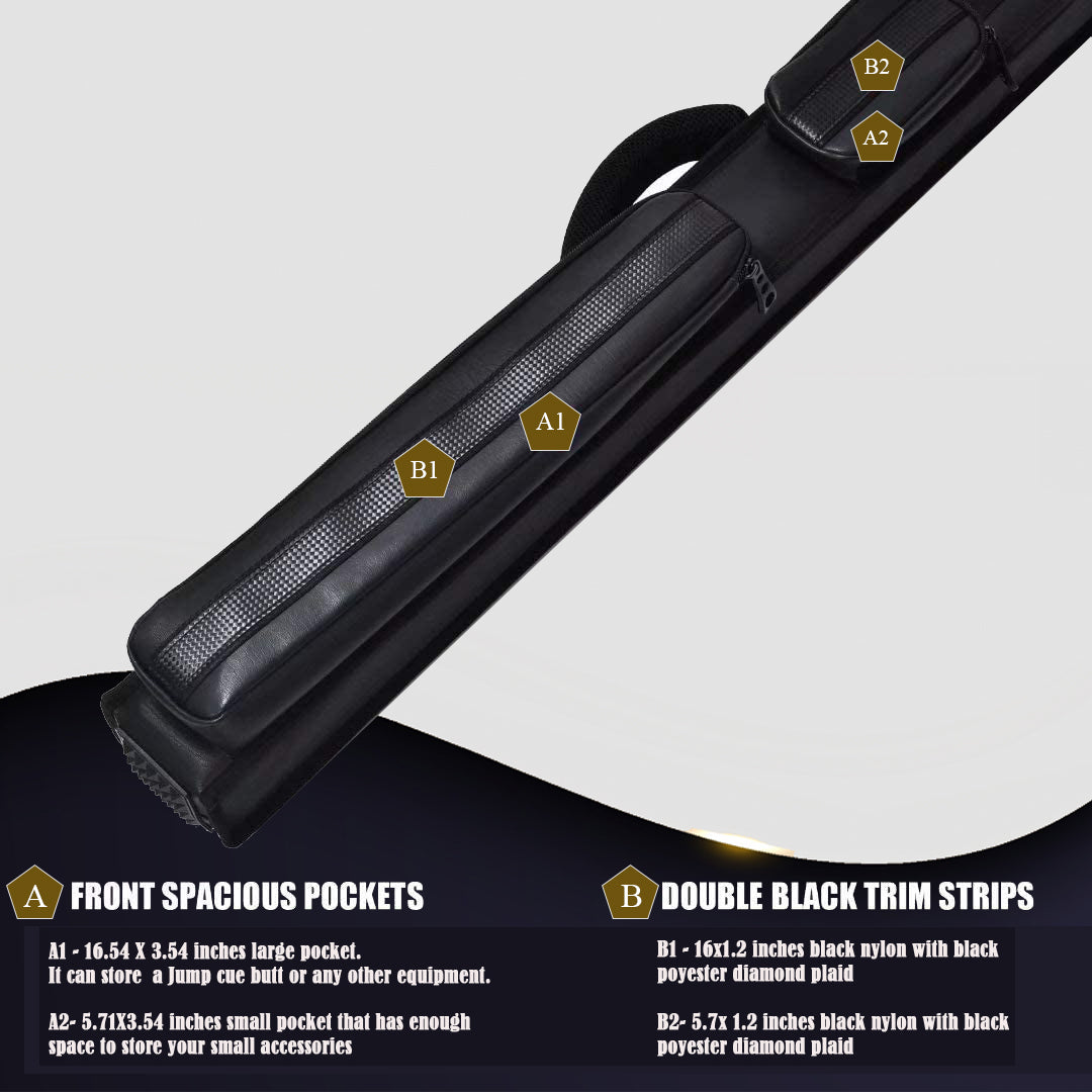 Champion 2X2,2X3,3X4 Leatherette Billiard Pool Cue Stick Black Hard Ca ...