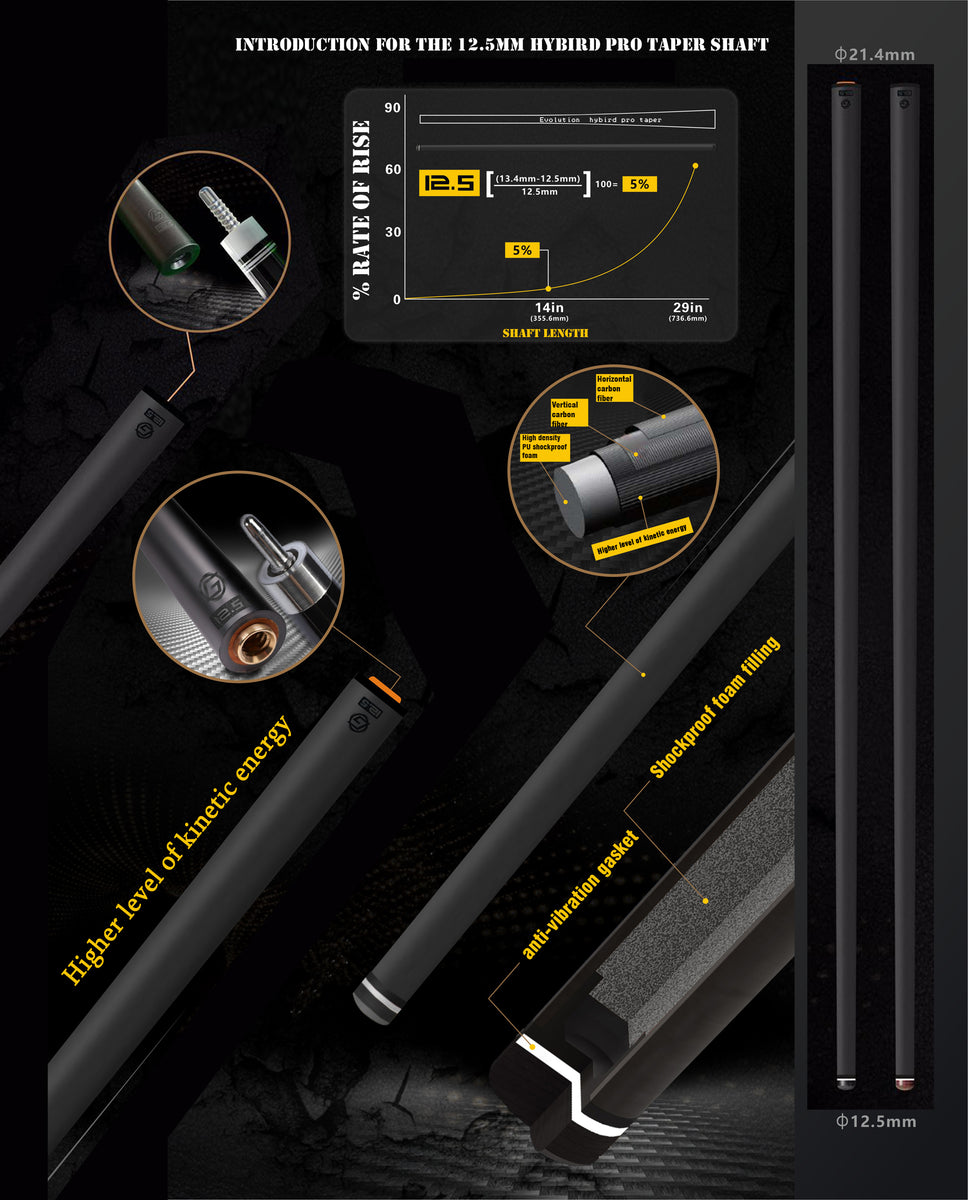 Limited Edition Evolution Carbon Shaft, 12.5mm, Uni-Loc, 29" – ChampionCues