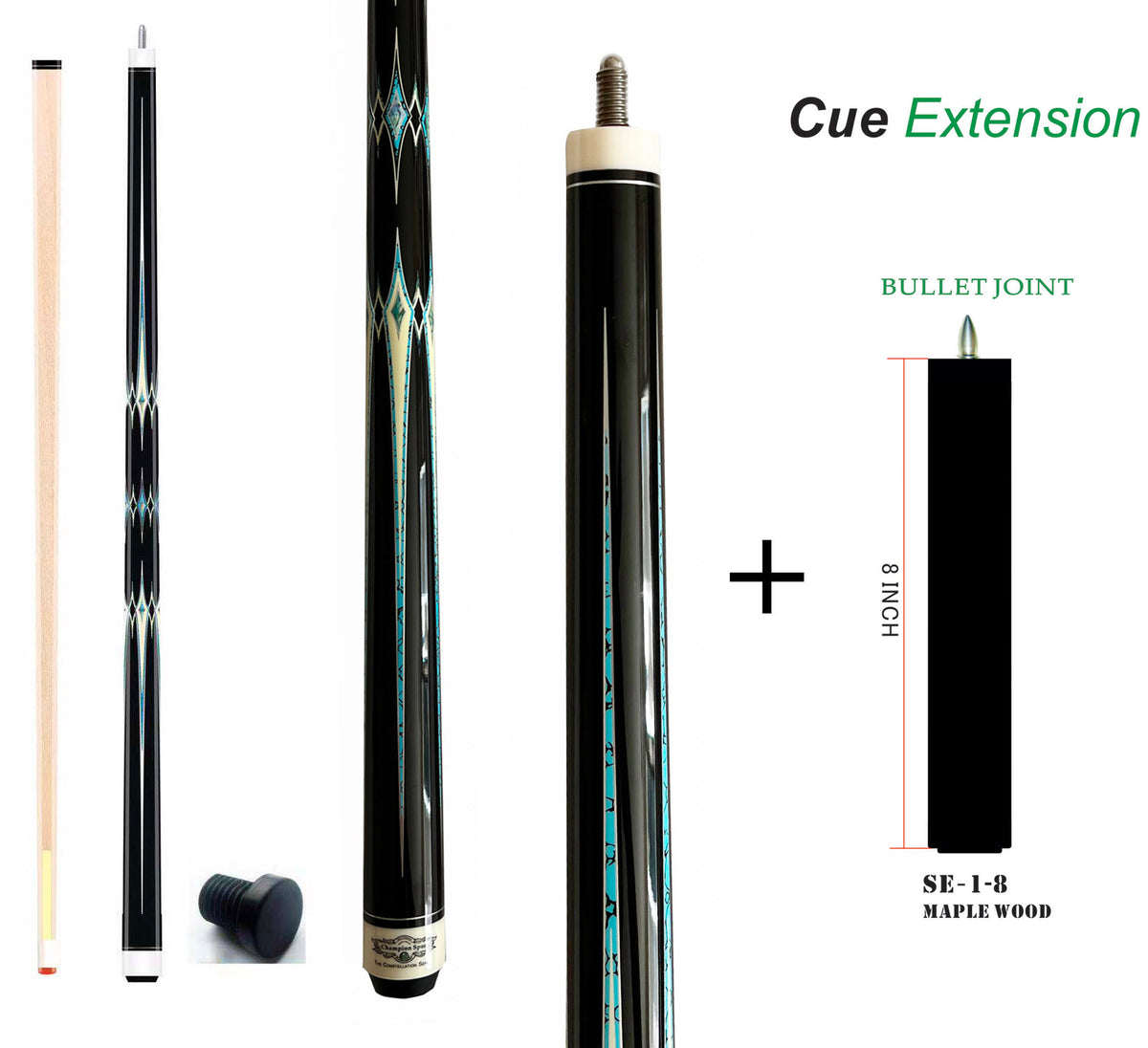 Champion constellation series pool cue-5/16 x18 ,57", 11.75 or 12.75mm ...